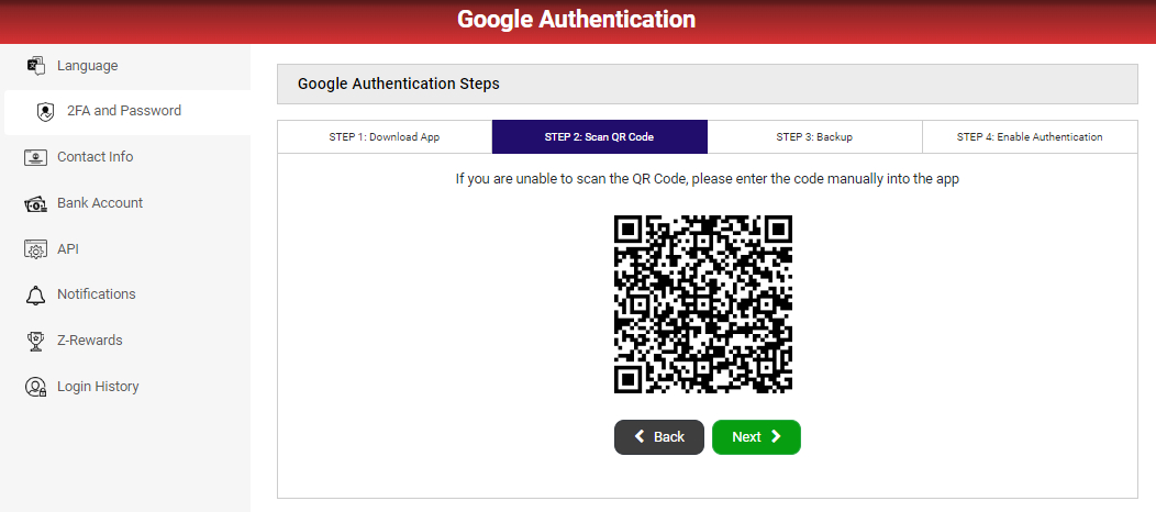 How to enable 2FA on website – Support Center | Z.com EX