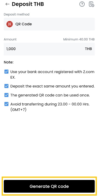 Thai baht (THB) deposit by QR Payment via application – Support Center | Z.com EX