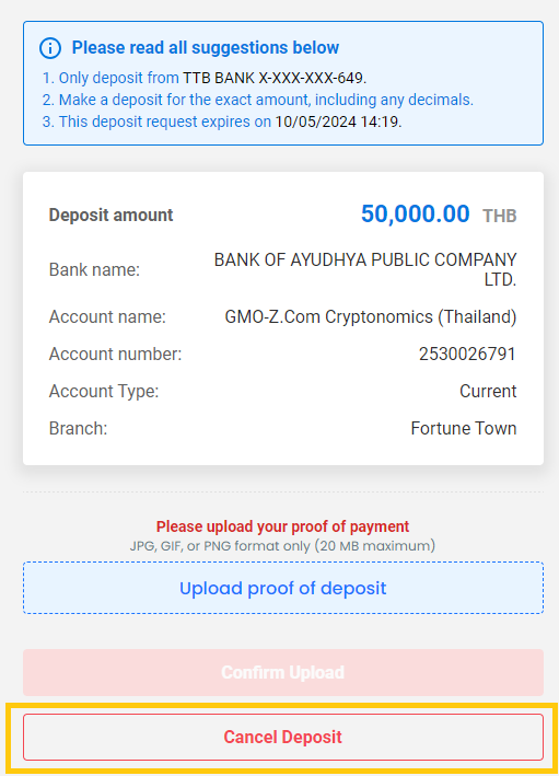 Thai baht (THB) deposit by Wire Transfer – Support Center | Z.com EX