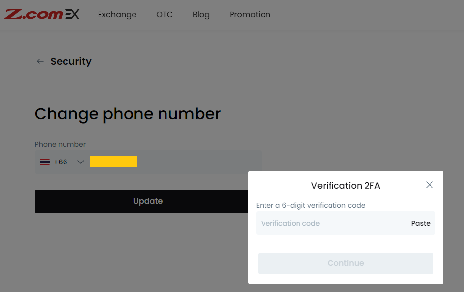 Changing phone number on website – Support Center | Z.com EX
