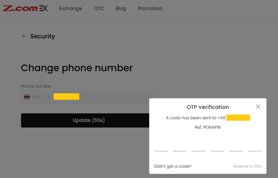 Changing phone number on website – Support Center | Z.com EX